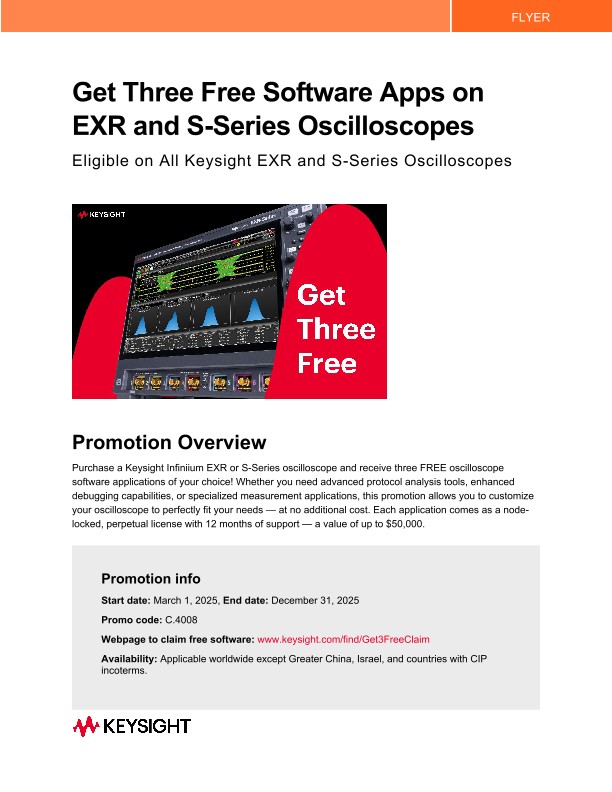 Get Three Free Software Apps on EXR and S-Series Oscilloscopes PDF Asset Page | Keysight